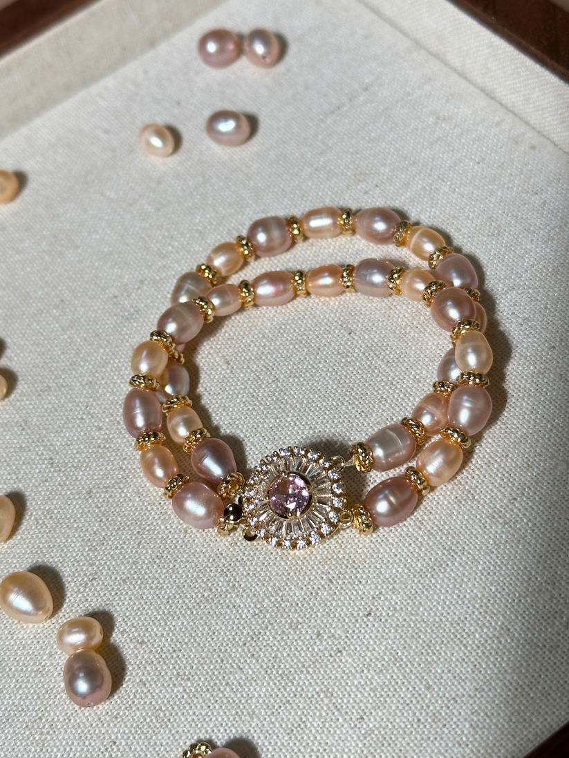 Ophelia Pink & Purple Freshwater Pear Bracelet – Missophia