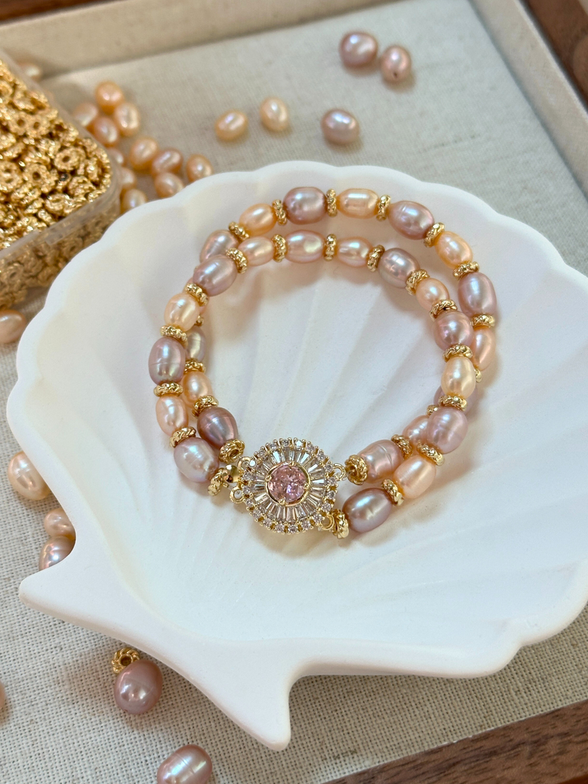 Ophelia Pink & Purple Freshwater Pear Bracelet – Missophia