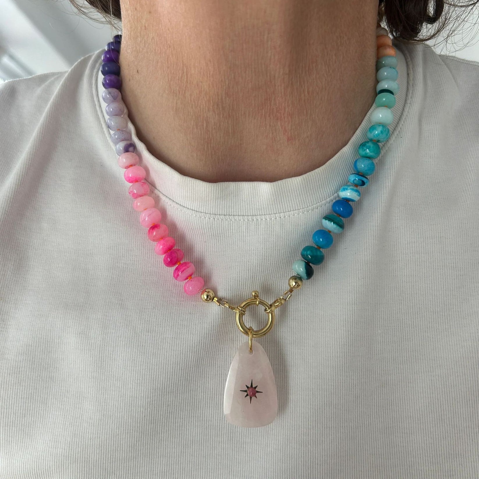 Marisa Rainbow Flower Charm Necklace – Missophia